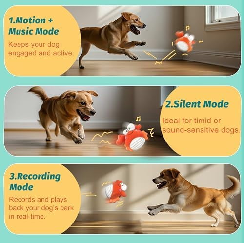 Crab Interactive Dog Toys – Rechargeable Self-Play Toy with Motion ...