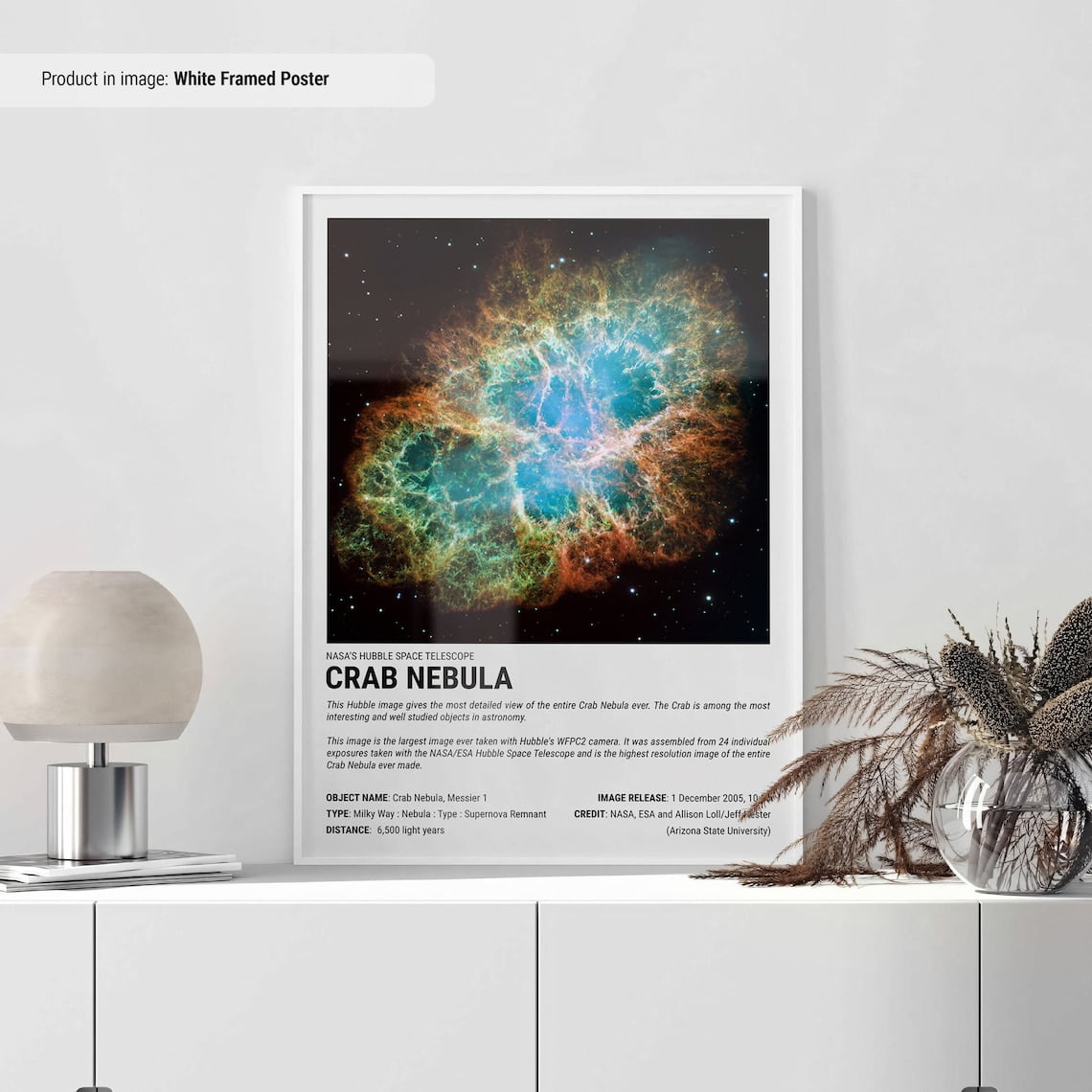 Crab Nebula Poster Space Posters Hubble Telescope Space Wall Art Space Prints Space Themed Decor ...