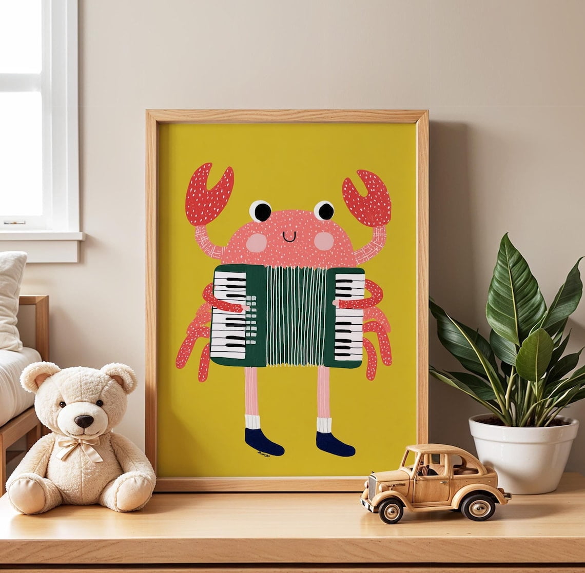 Crab Nursery Playful Yellow and Pink Sea Creature Coastal Baby Room ...