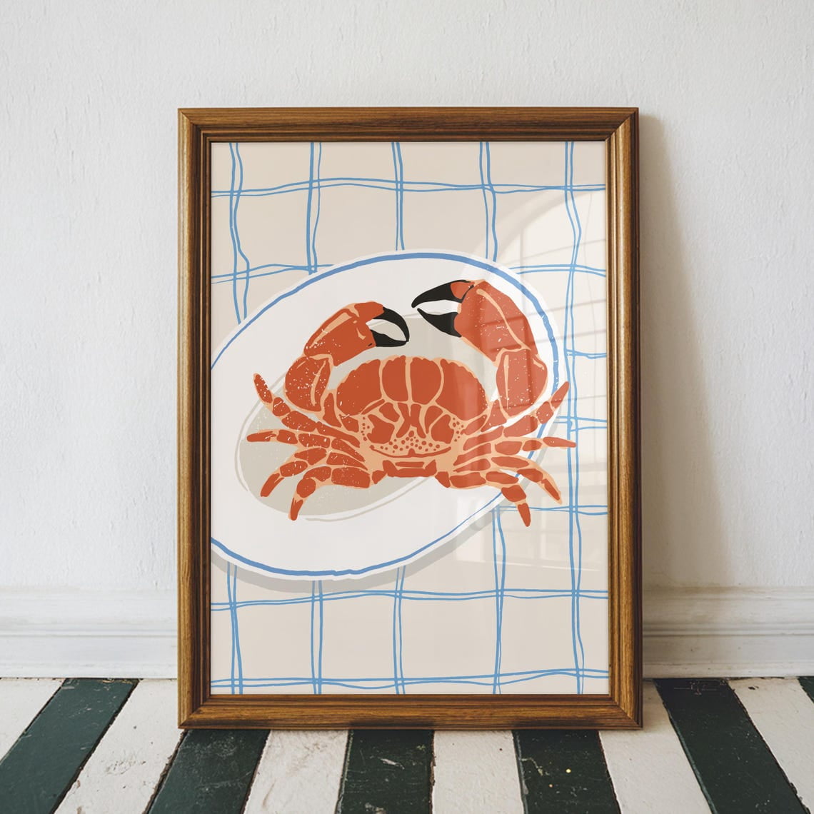 Crab On A Plate Poster, Kitchen Wall Art, Coastal Home Decor, Poster ...