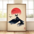Crab On Mount Fuji Japanese Sumi Ink Minimalist Mountain Poster ...
