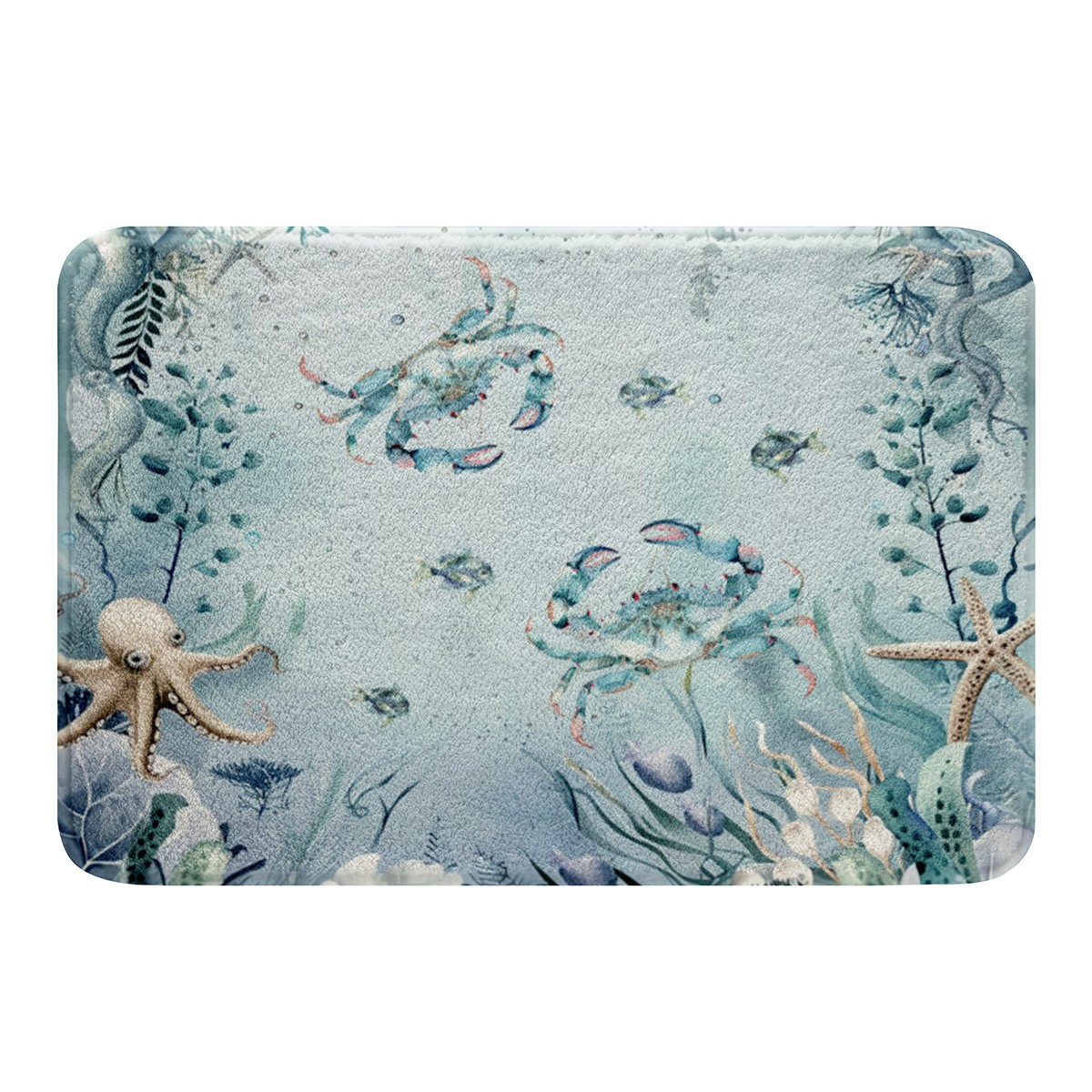 Crab Outdoor Rug Teal Blue Ocean Beach Coastal 16"x24" Area Rug ...