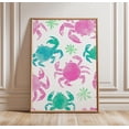 Crab Pattern Poster Coastal Sea Life Wall Art Colorful Beach Style ...