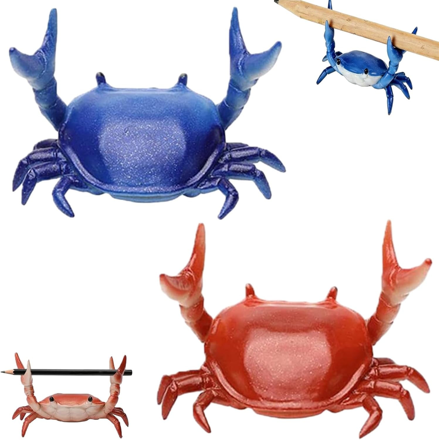 Crab Pen Holder, Weightlifting Crabs Desk Pen Organizer, Resin Crabs ...