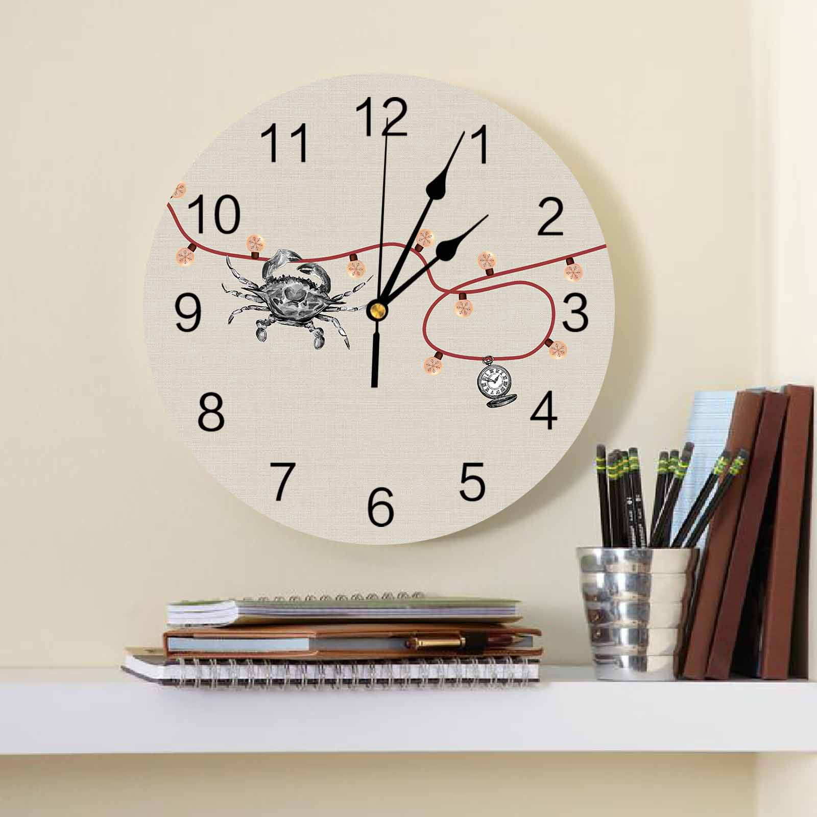 Crab Pocket Watch With Retro Lines Wall Clock Large Modern Kitch ...