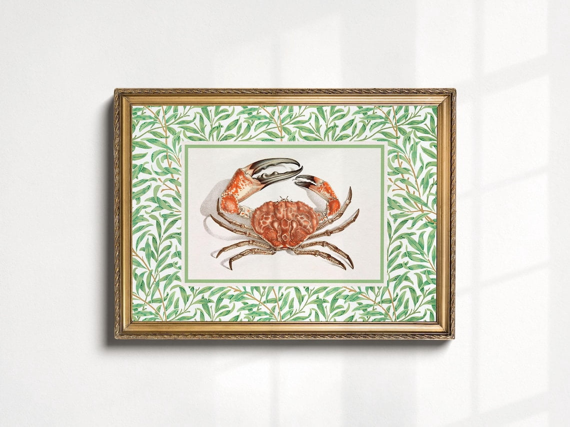 Crab Poster, Fisherman Aesthetic, Coastal Cottage Core Nancy Meyers ...