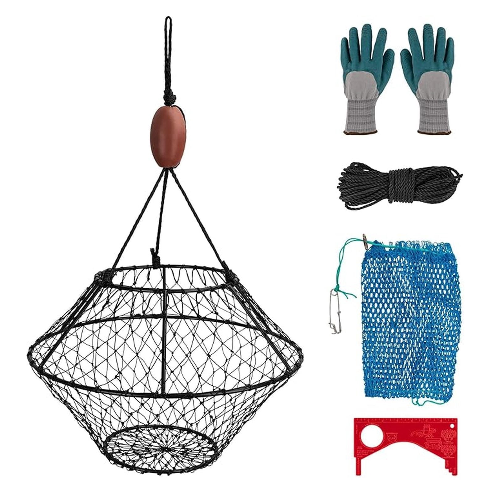 Crab Ring Trap Net, Crabbing Trap Kit 24"/32" Hoop, Portable Folded ...