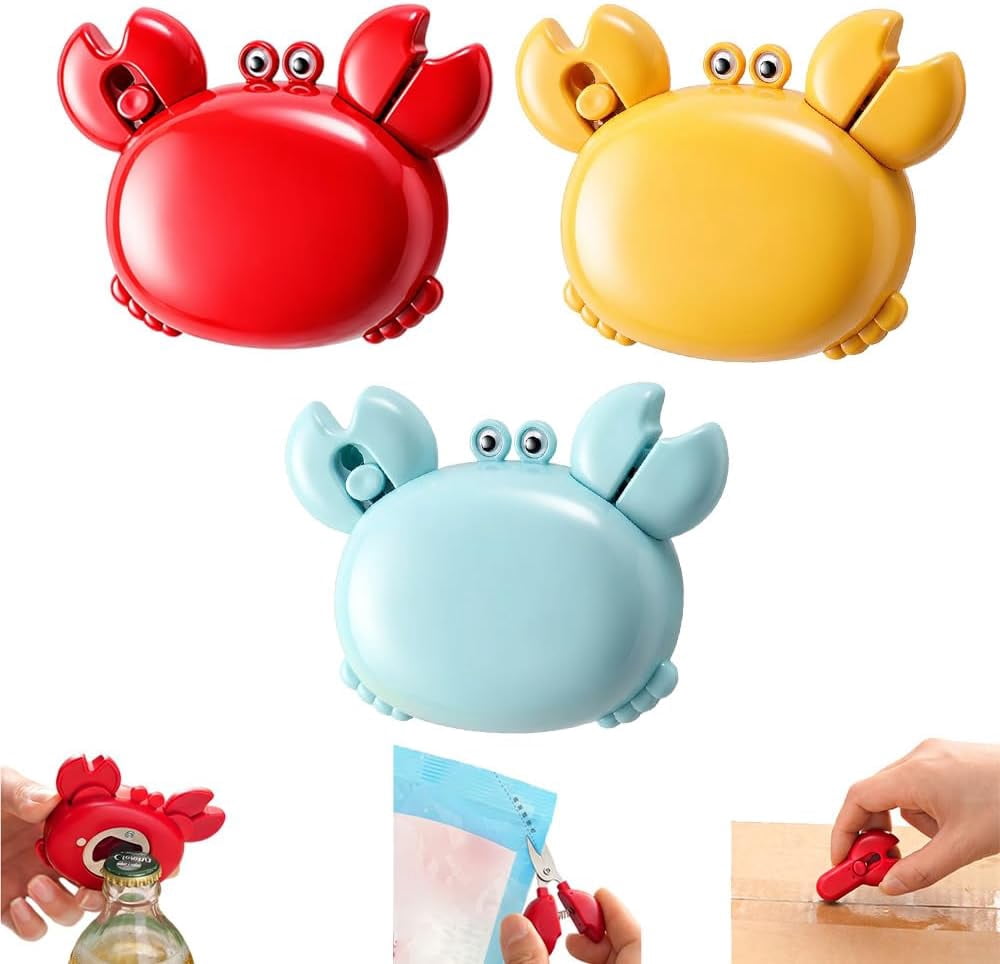 Crab Shaped 4-in-1 Multi Tool Opener, Magnetic Fridge Magnet with ...