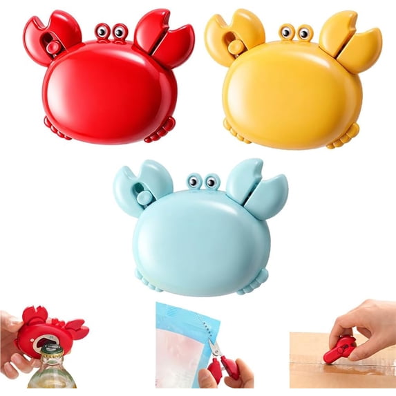 Crab Shaped 4-in-1 Multi Tool Opener, Magnetic Fridge Magnet with ...