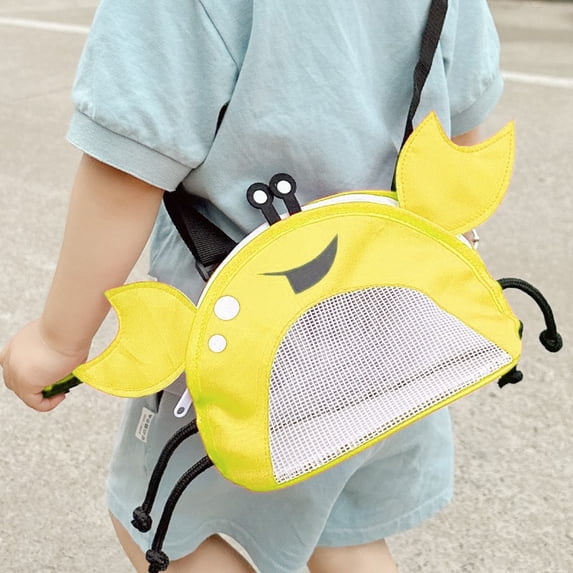 Crab Shaped Mesh Beach Bag With Adjustable Strap, For Collecting Shells ...