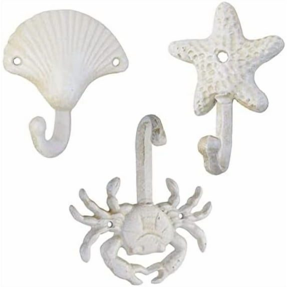 Crab Shell Starfish Coat Hooks, Beach Marine Style Wall Hooks Coat ...
