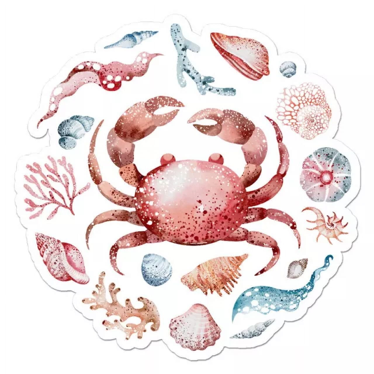 Crab Shells Coral Sticker Indoor Outdoor Phone Decal Water Bottle ...