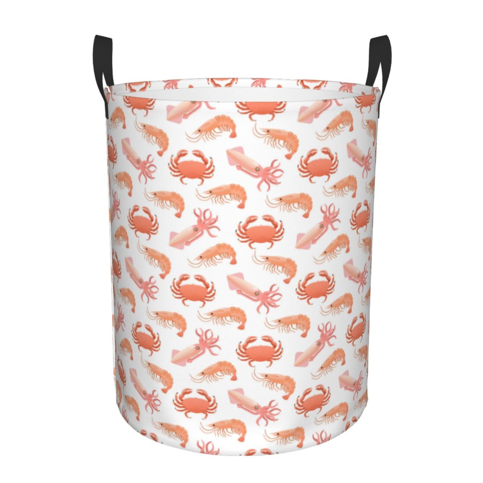Crab Squid Shrimp Laundry Basket with Handles - Freestanding Laundry ...