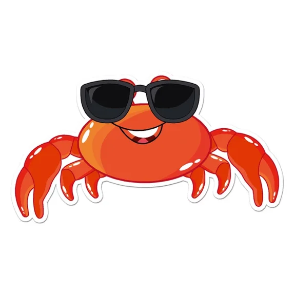 Crab Sunglasses Sticker Phone Decal Water Bottle Stickers Car Decals ...