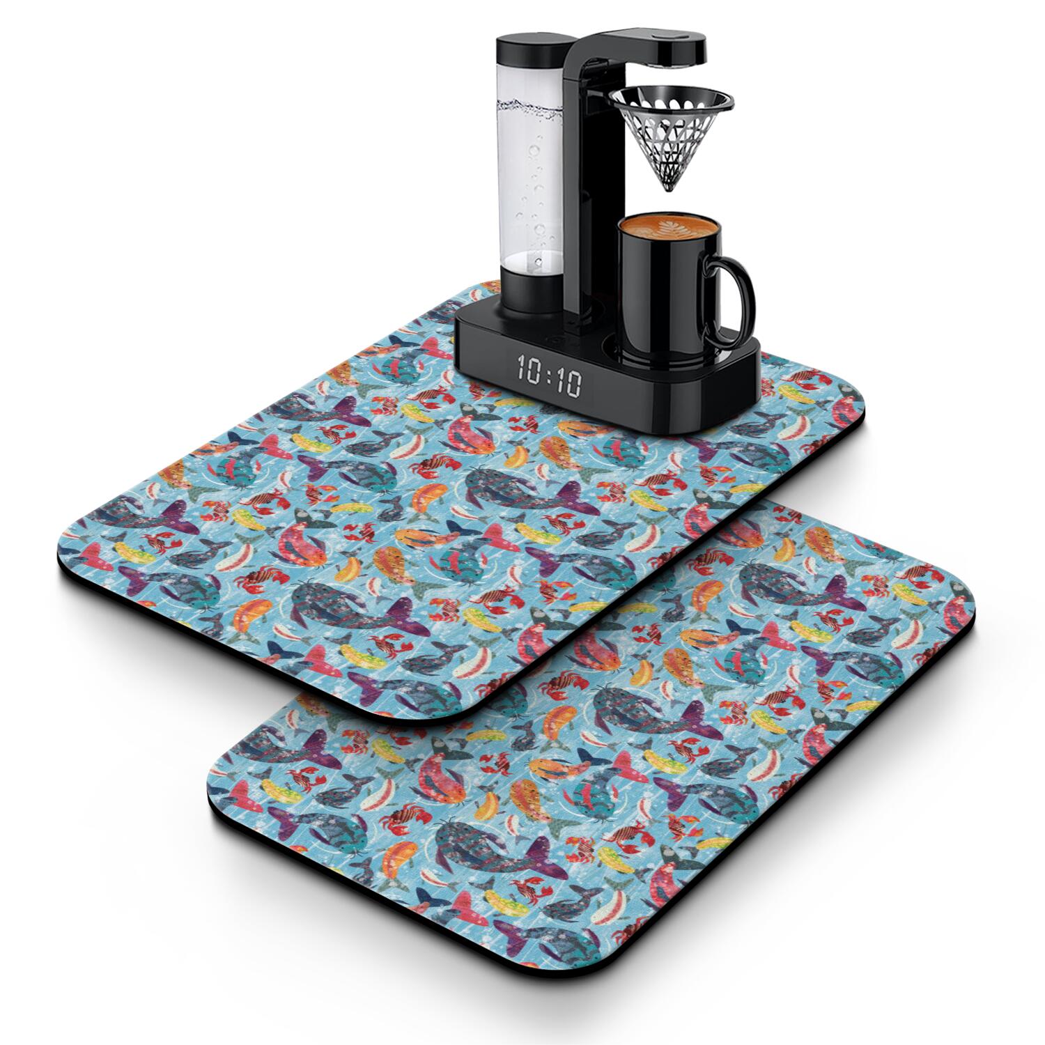 Crab Theme Dish Drying Mat – Cute Cartoon Crab Coffee Mat for Kitchen ...
