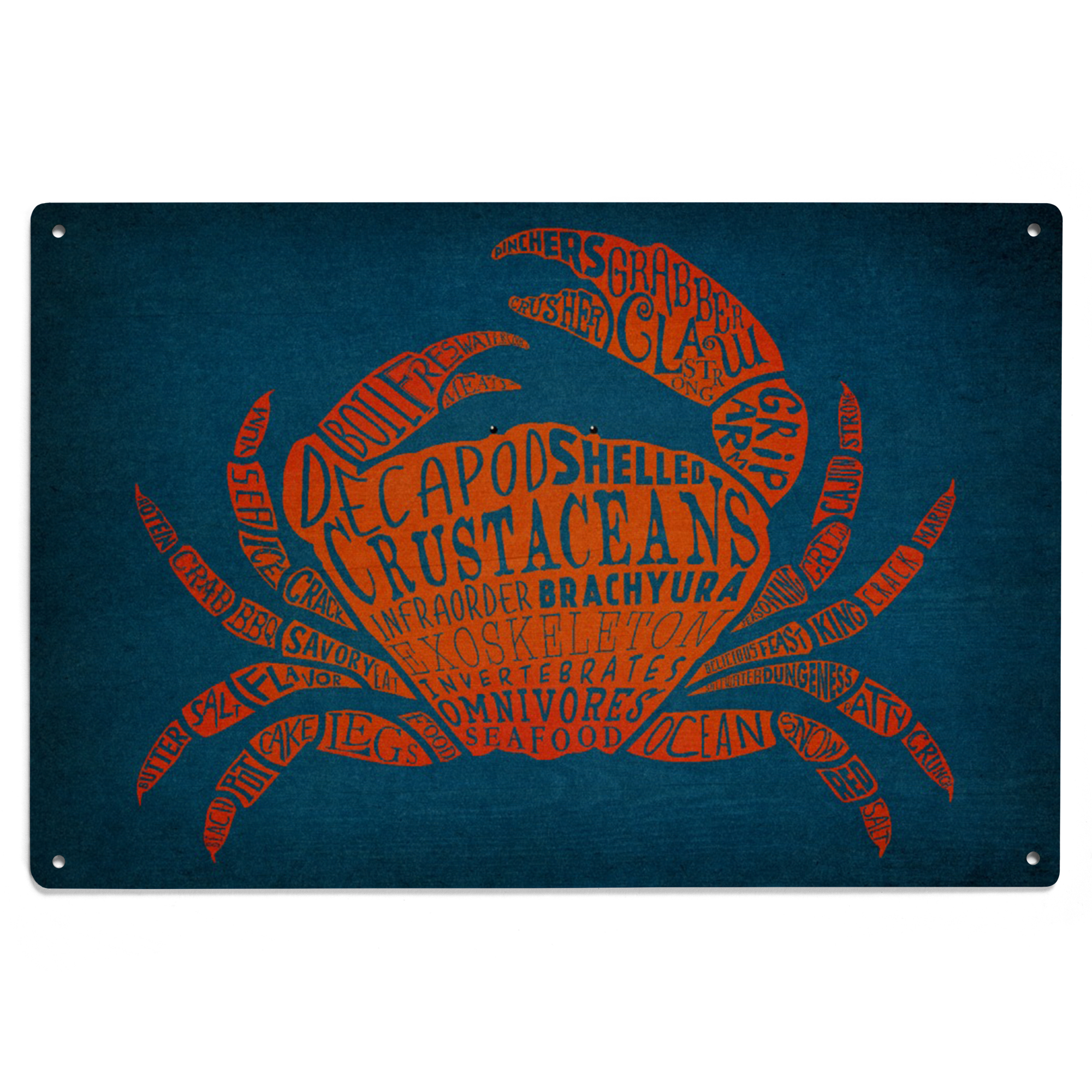 Crab, Typography Birch Wood Wall Sign (6x9 Rustic Home Decor, Ready to ...
