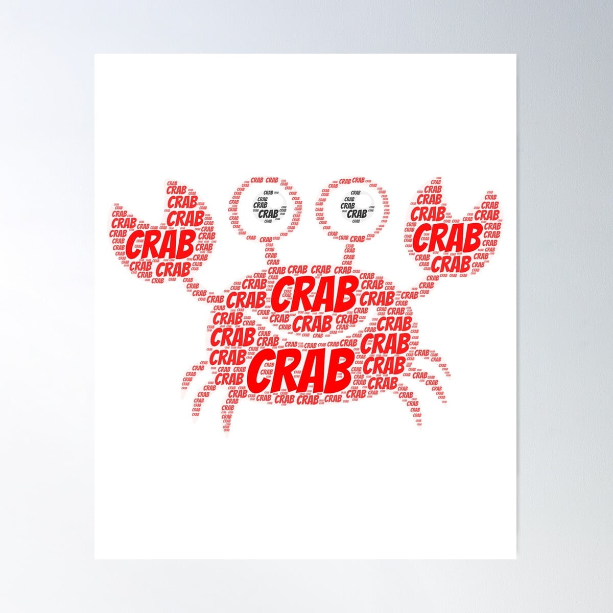 Crab Word Cloud Poster Wall Art, Modern Wall Decor For Living Room Bedroom, 12x18 UNFRAMED ...