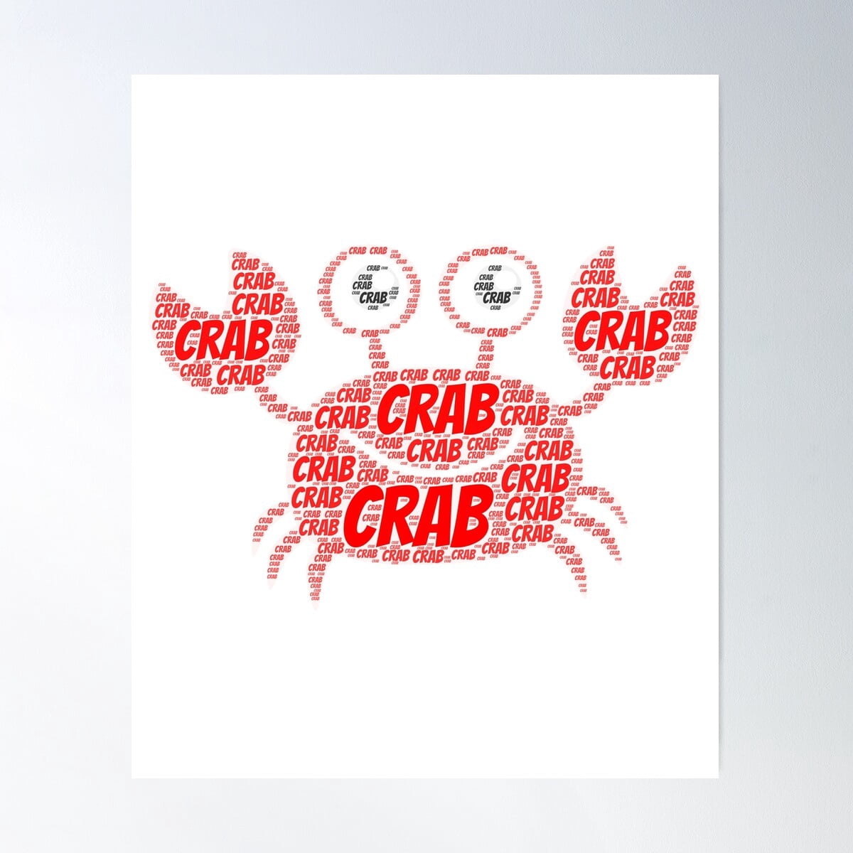 Crab Word Cloud Poster Wall Art, Modern Wall Decor For Living Room ...
