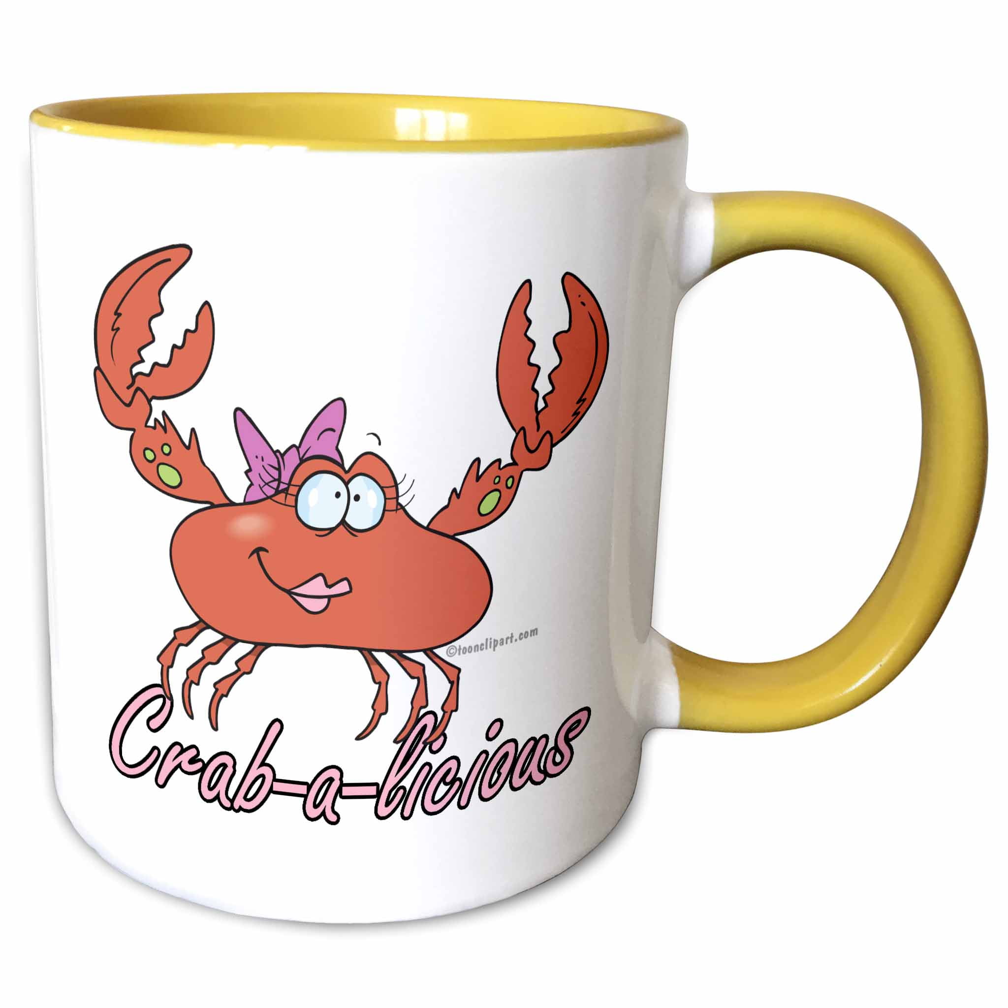 Crab-a-Licious Cute Girl Crab Cartoon 15oz Two-Tone Yellow Mug mug ...
