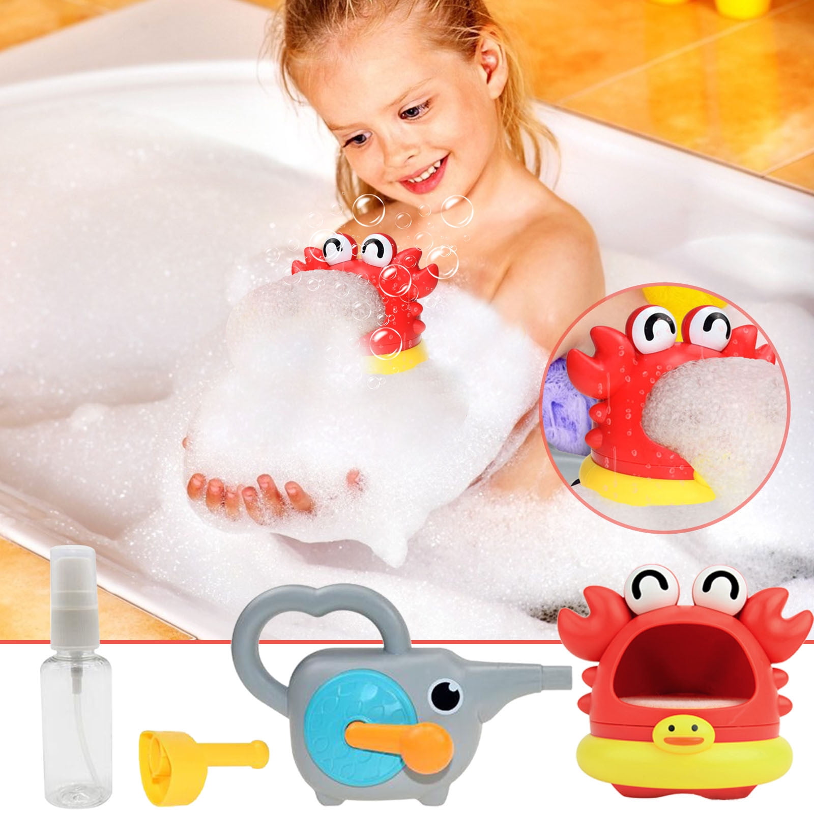 Crab - shaped and Elephant - shaped Bubble Machine Baby Bath Toy for ...
