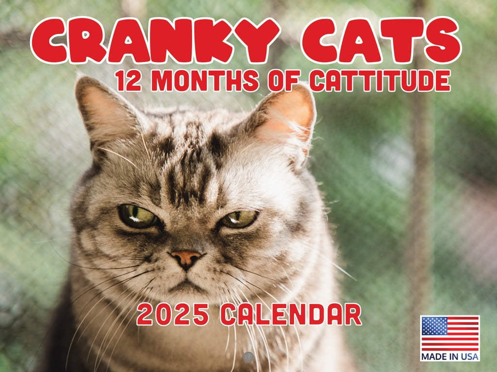 Cranky Cat Calendar 2025 Funny Monthly Wall Calender 12 Month | American Made In The USA ...