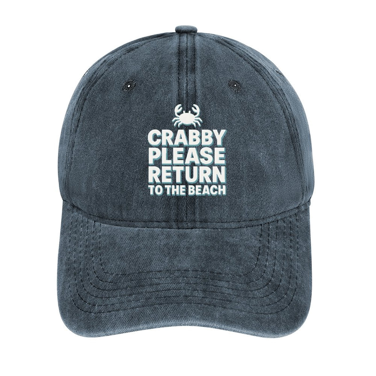 Crabby Please Return To The Beach Navy Cotton Baseball Cap for Men ...