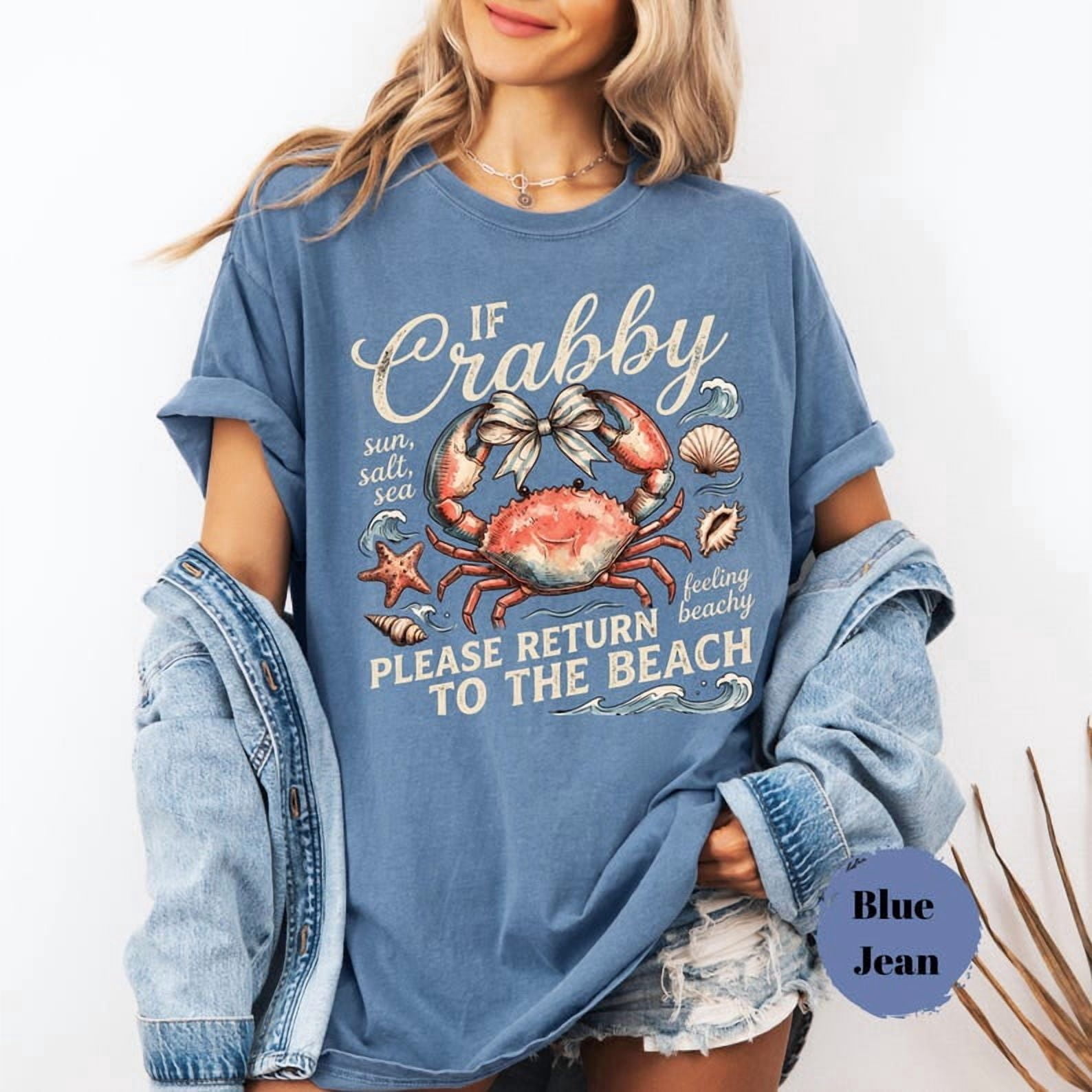 If Crabby Return To The Beach Shirt, Coastal Crab Graphic Tee, Preppy ...