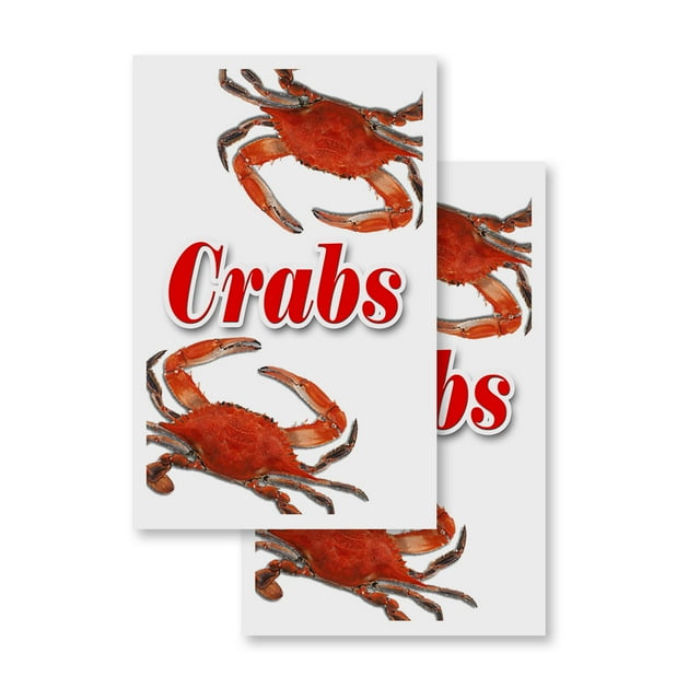 Crabs (2-PACK) 24" x 36" Vinyl Decals | Sign Insert Peel & Stick Decals Stickers Window Signs ...