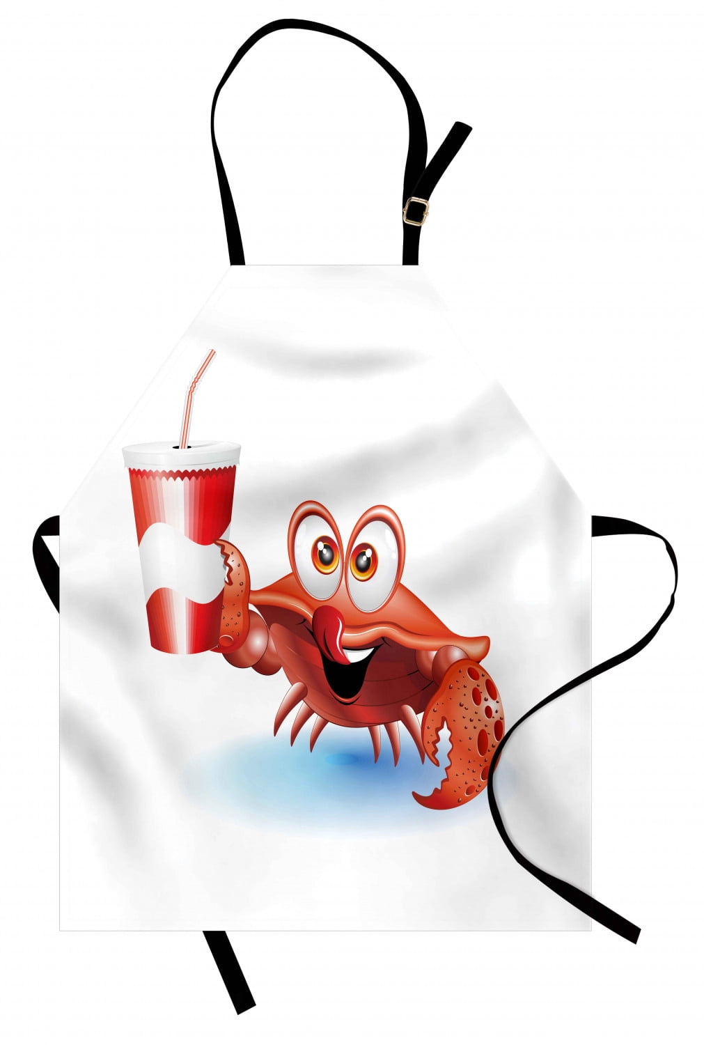 Crabs Apron Thirsty Marine Animal with Drink on a Paper Cup with Straw ...