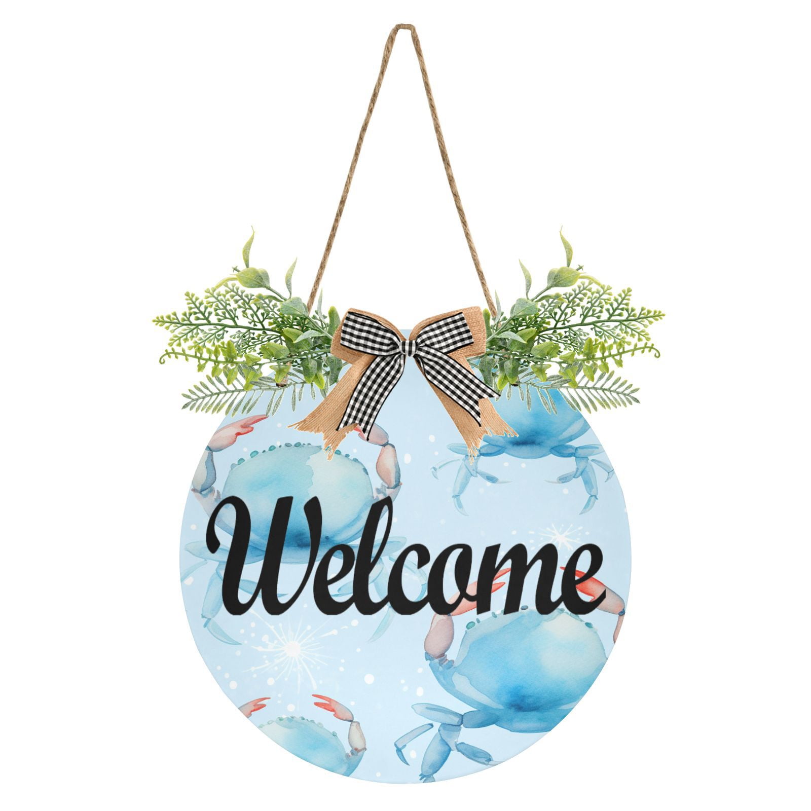 Crabs Blue Welcome Sign for Front Door Wreath Door Sign for Farmhouse ...