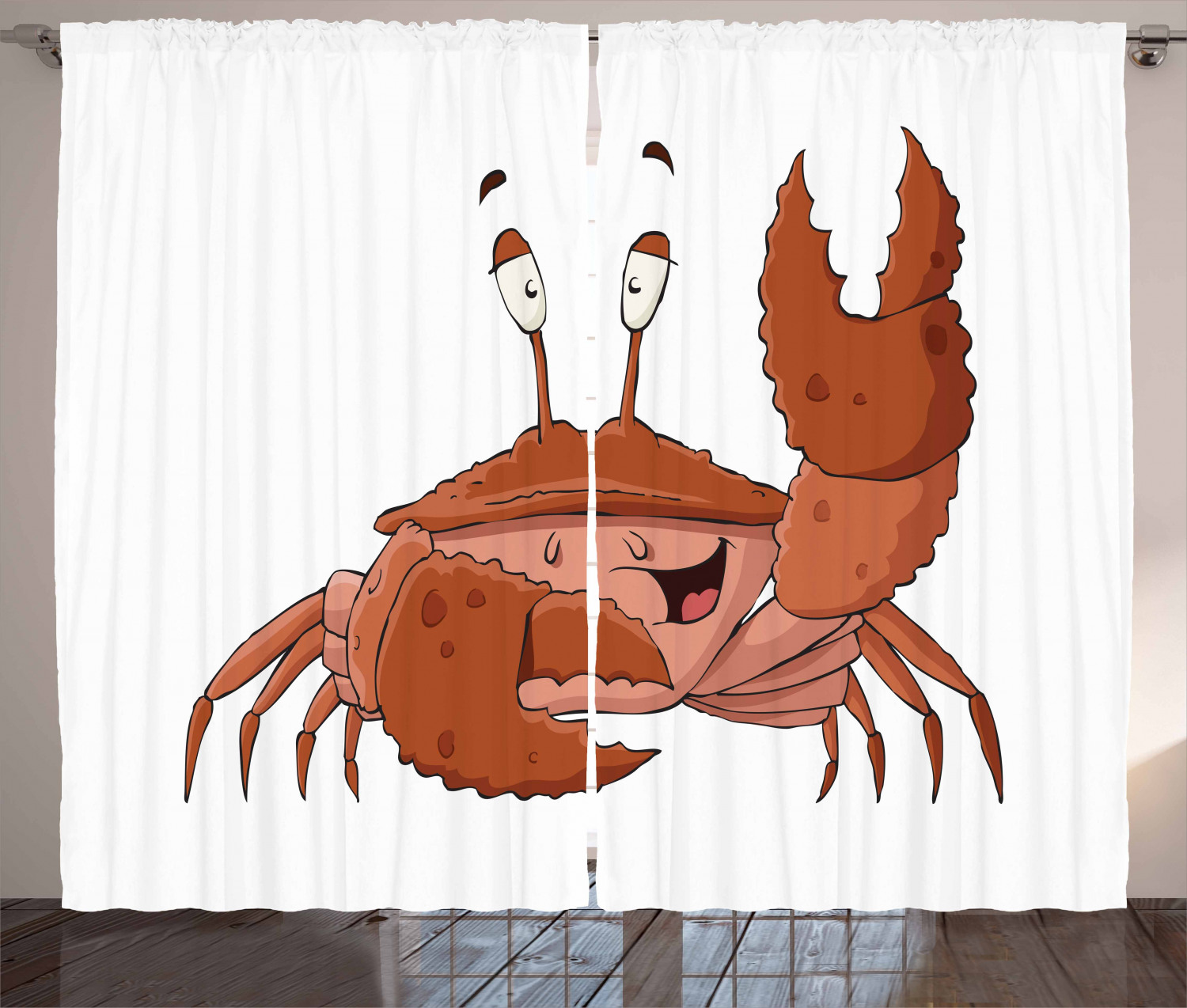 Ambesonne Crabs Curtains 2 Panel Set, Friendly Chela Greeting, 108" x ...