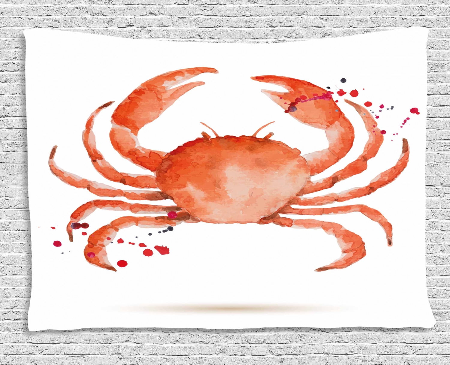 Crabs Decor Tapestry, Sea Animals Theme Watercolor Style Effect a Big ...