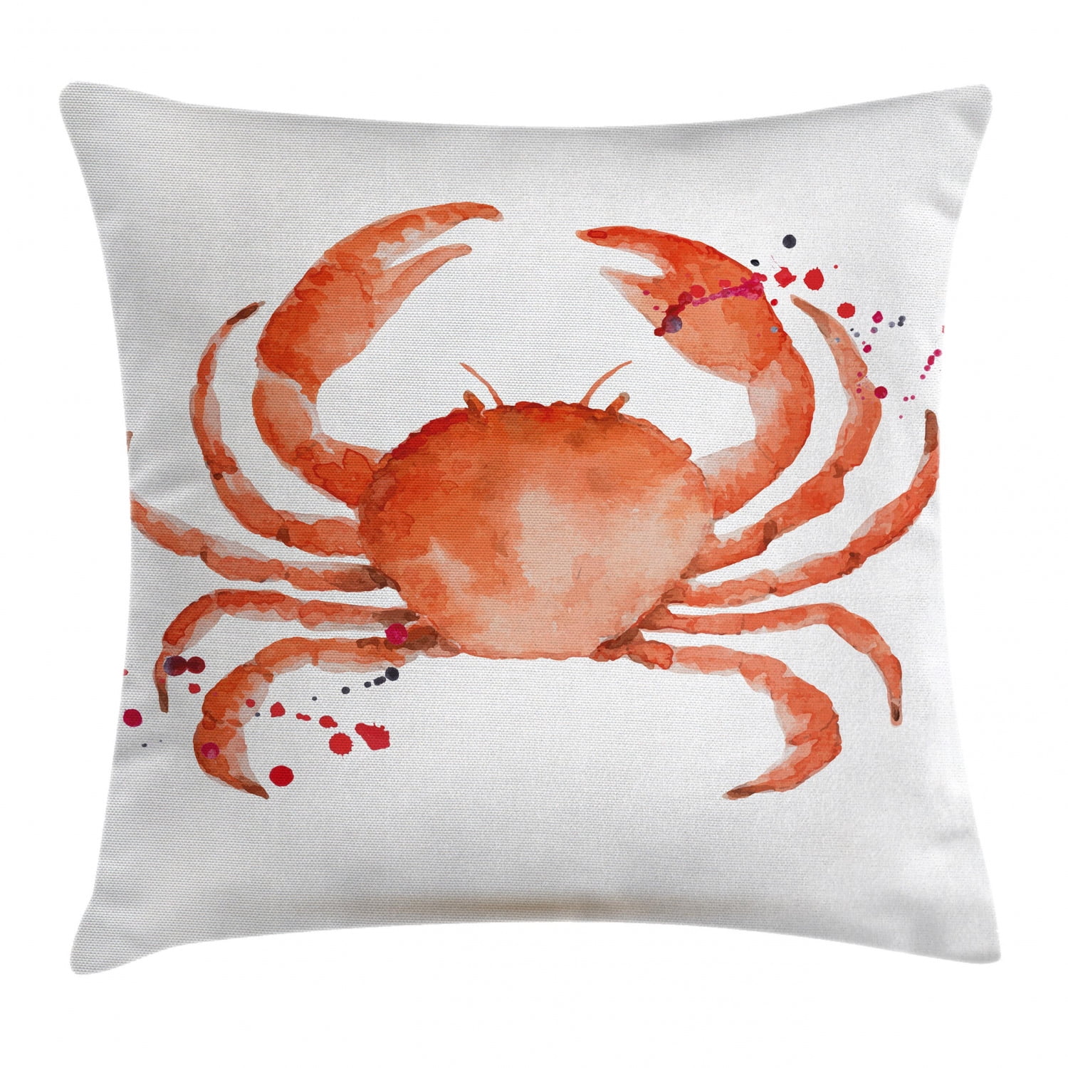Crabs Decor Throw Pillow Cushion Cover, Sea Animals Theme Watercolor ...