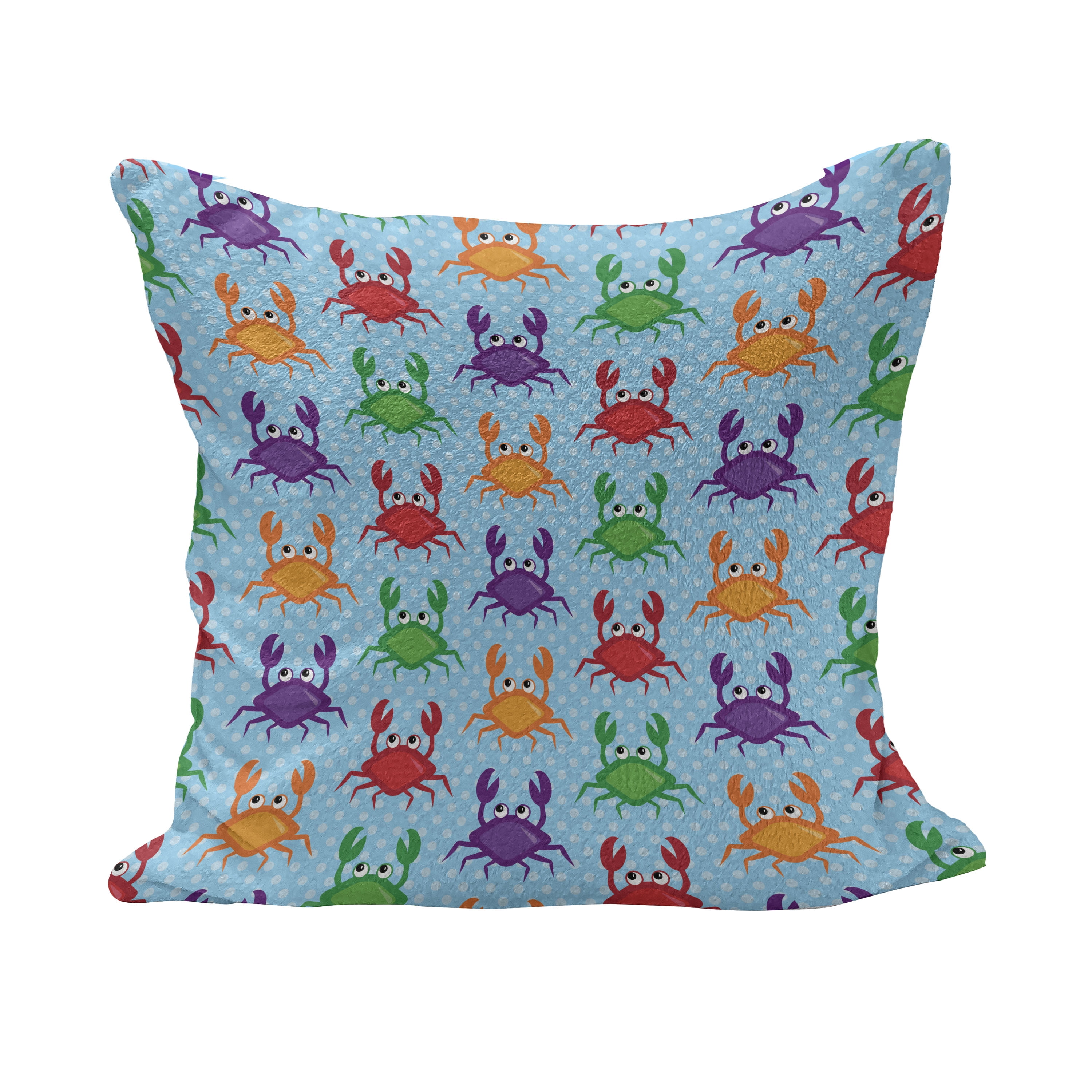 Crabs Fluffy Throw Pillow Cushion Cover, Cartoon Art Style Illustration ...