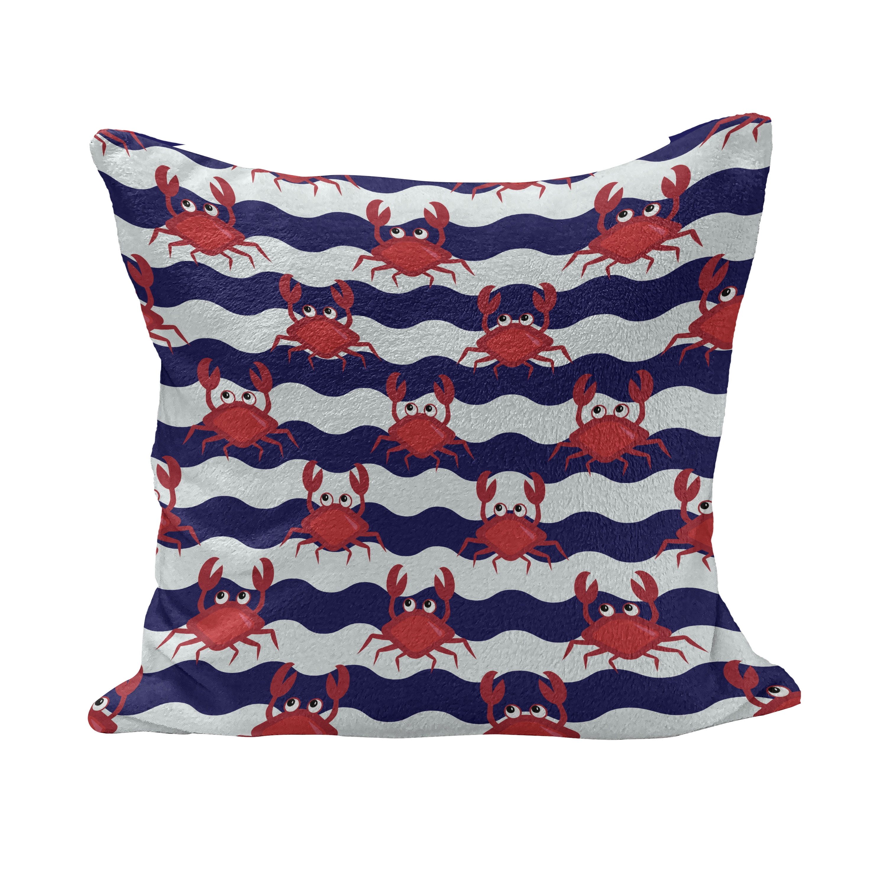 Crabs Fluffy Throw Pillow Cushion Cover, Nautical Maritime Theme Crabs ...