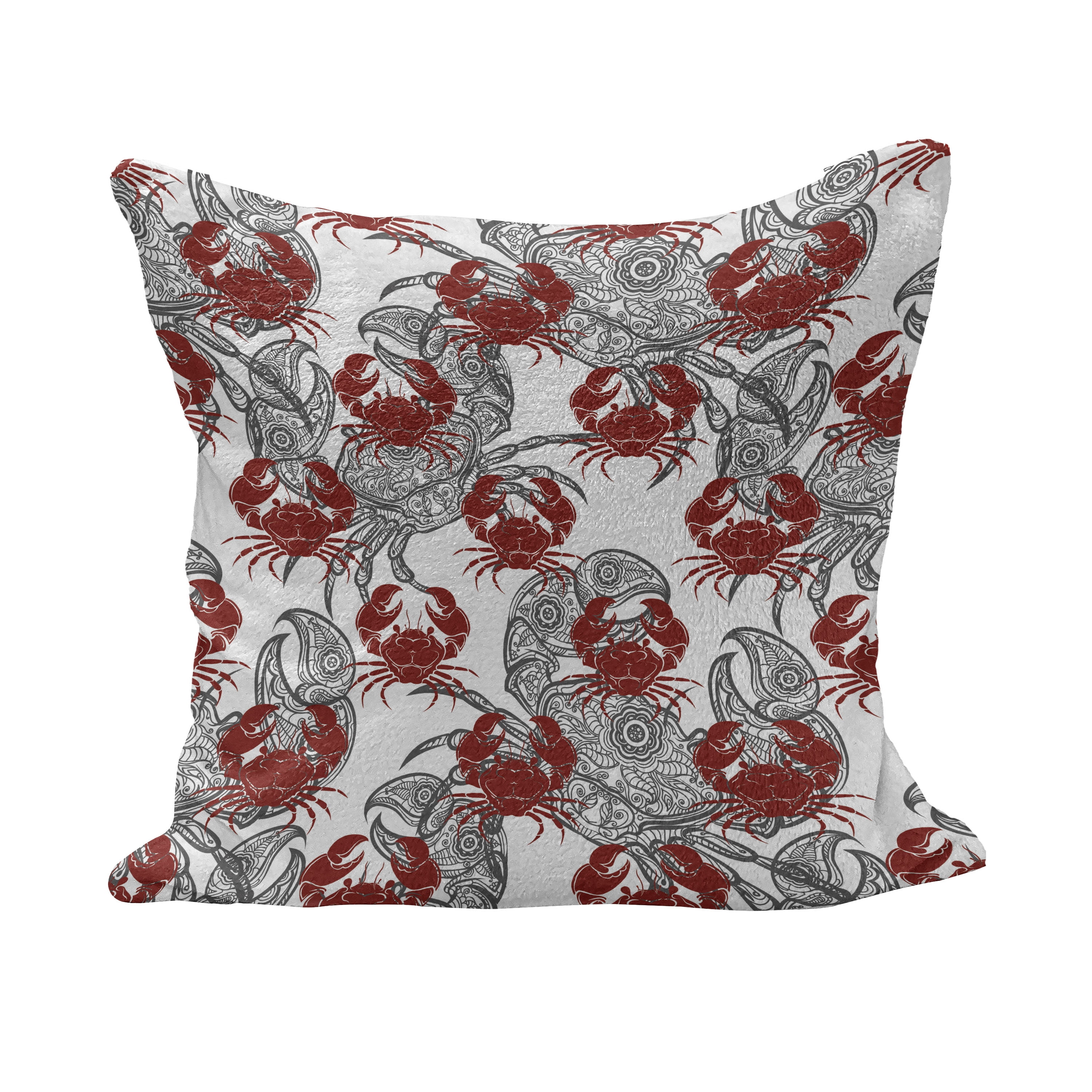 Crabs Fluffy Throw Pillow Cushion Cover, Sea Animals Theme Illustration ...