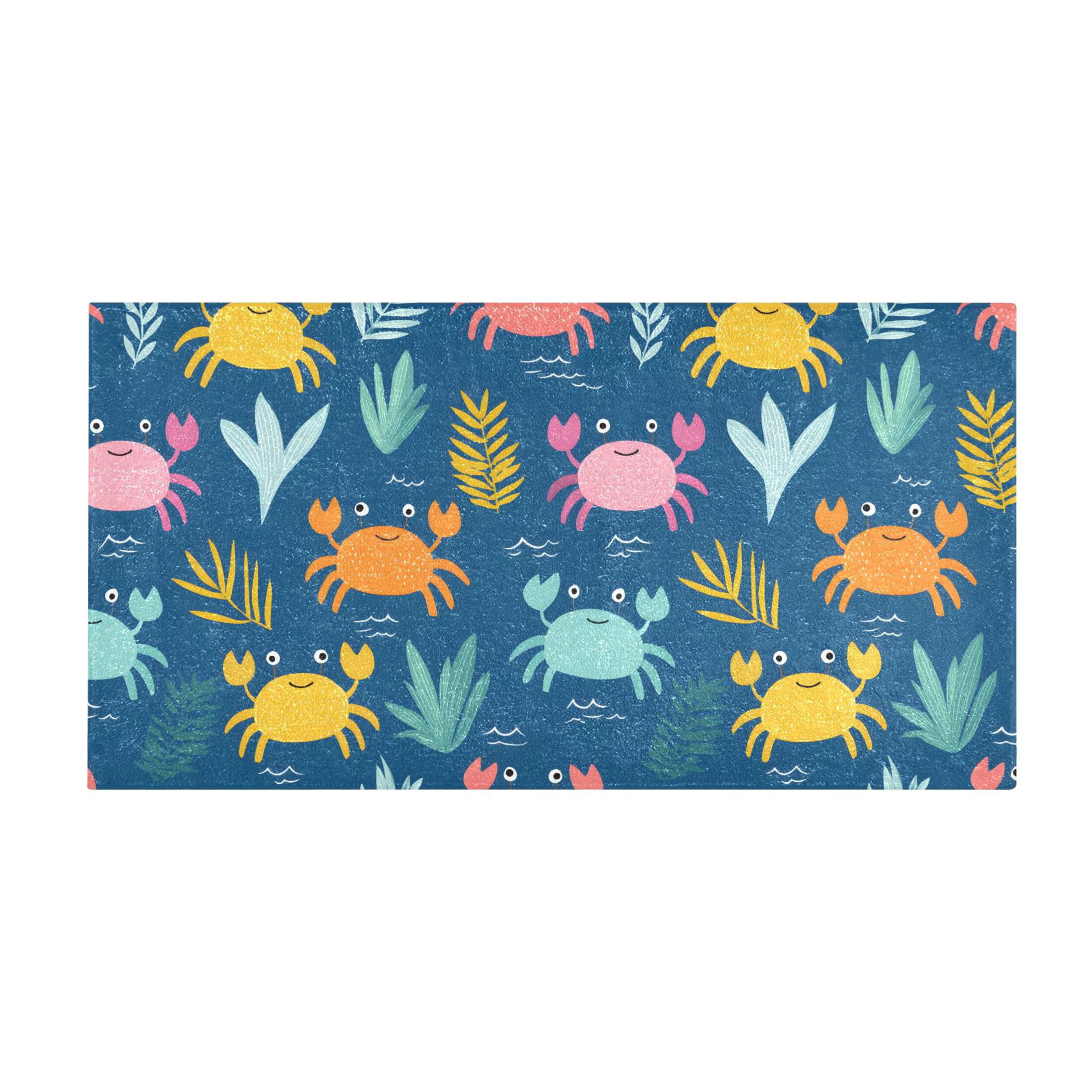 Crabs Pattern Bath Mat 39x20 Inch Soft Absorbent Non-Slip Plush ...