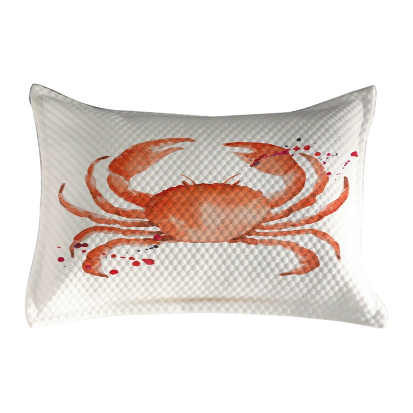 Crabs Quilted Pillowcover, Sea Animals Theme in Watercolor Style Effect ...