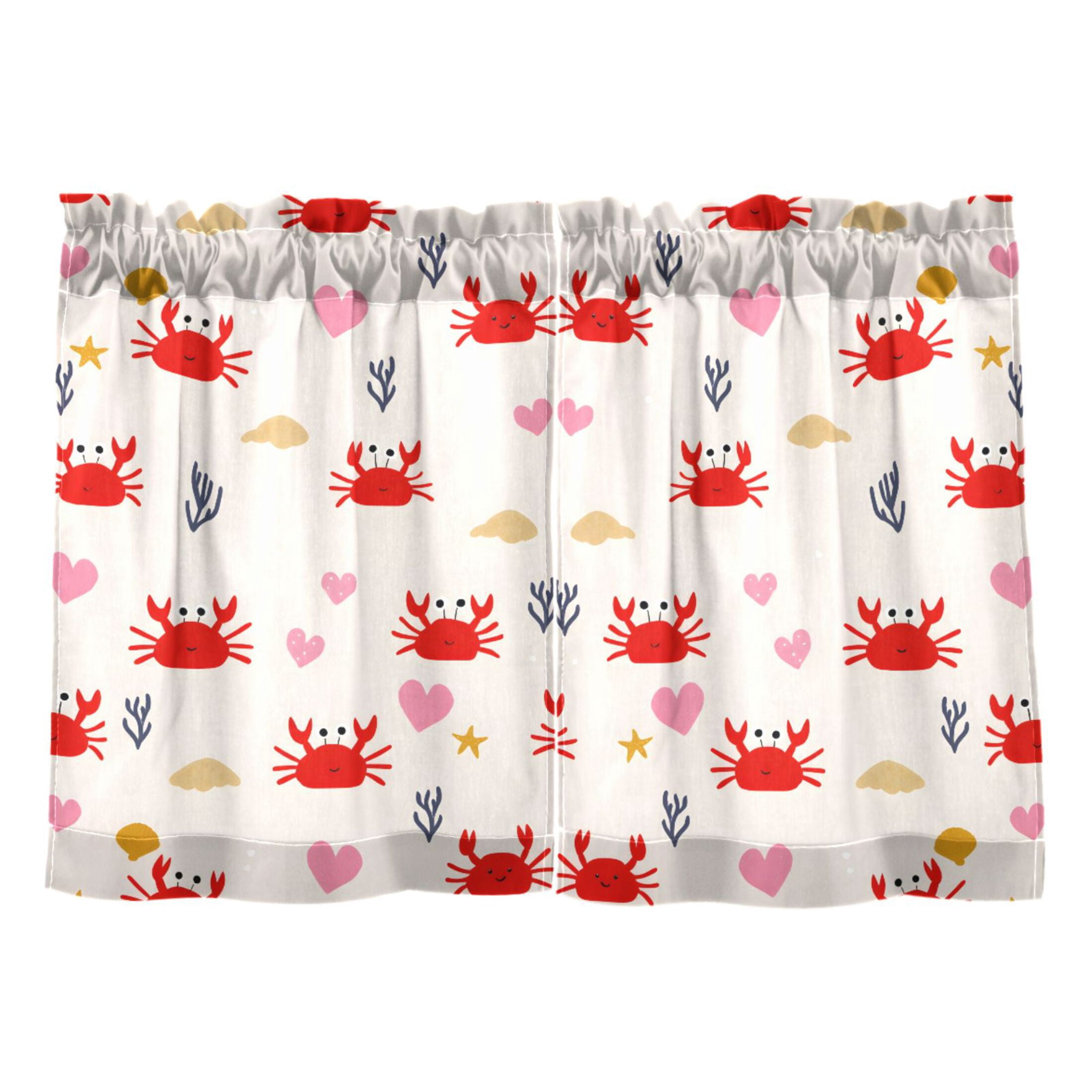 Crabs Shell Pattern Tier Curtains Tier Kitchen Living Room Bedroom ...