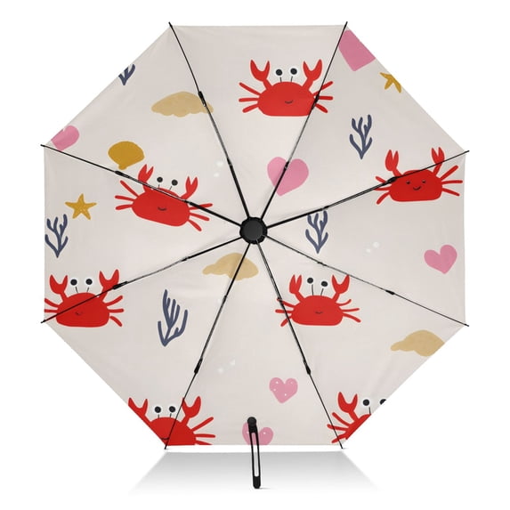 Crabs Shell Pattern Umbrella Folding Sun Umbrella Travel Auto Open ...