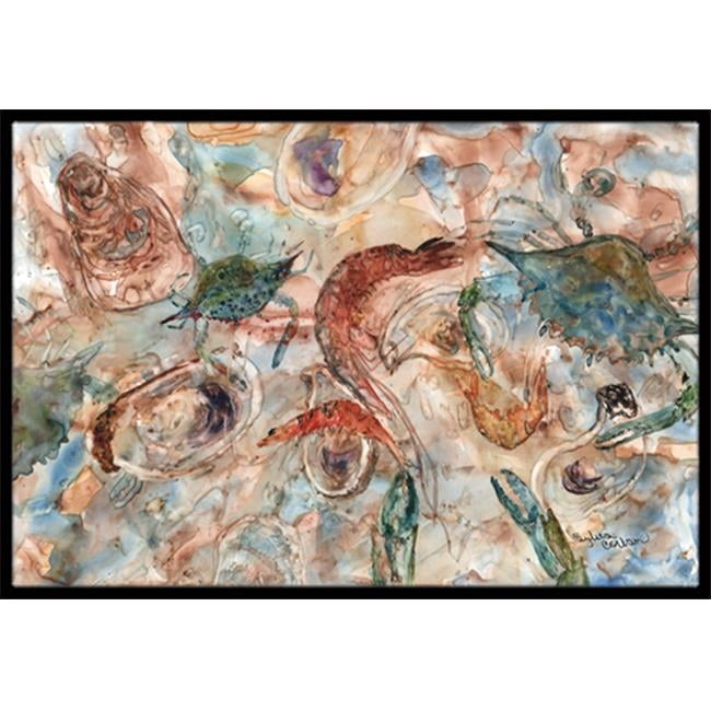 Crabs- Shrimp And Oysters On The Loose Indoor & Outdoor Mat- 24 x 36 in ...