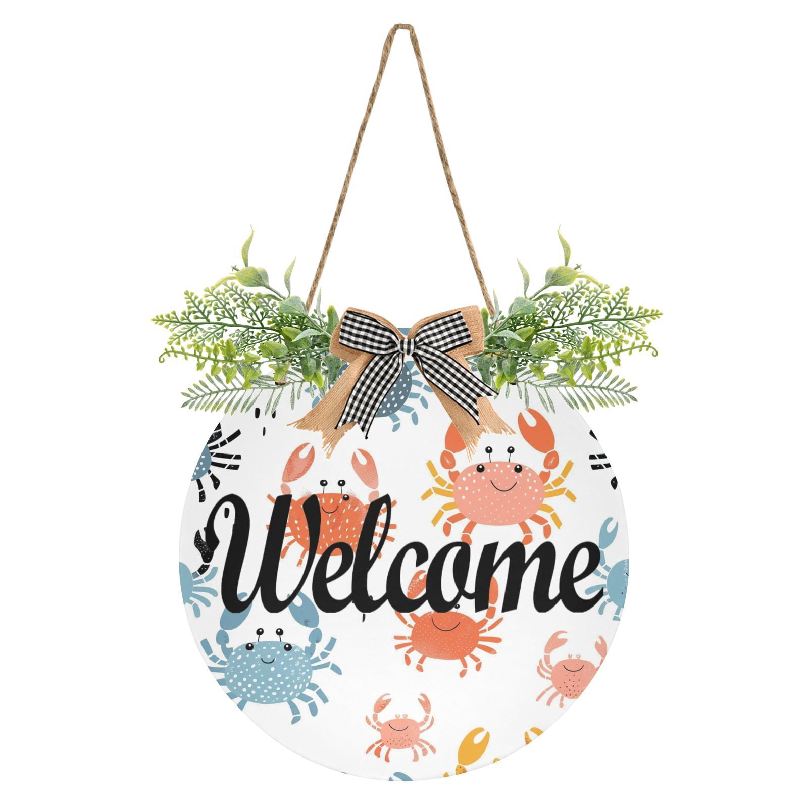 Crabs Welcome Sign for Front Door Wreath Door Sign for Farmhouse Porch ...