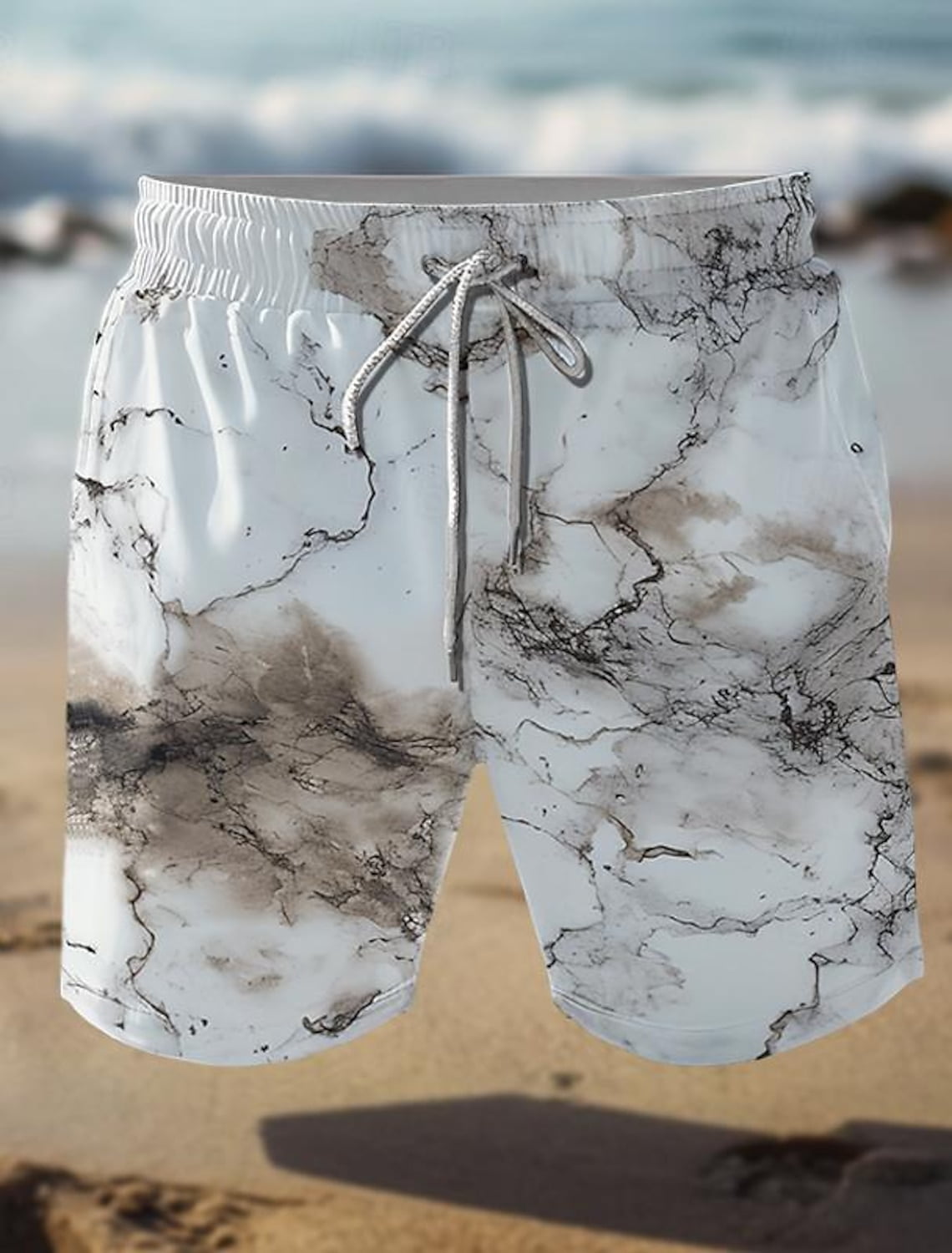 Crack Marbling Men's Resort 3D Printed Board Shorts Swim Trunks Elastic ...
