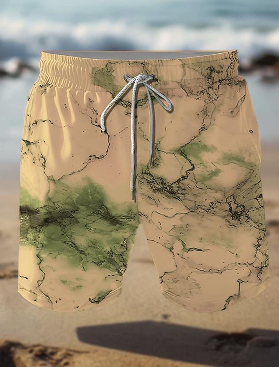 Crack Marbling Men's Resort 3D Printed Board Shorts Swim Trunks Elastic ...