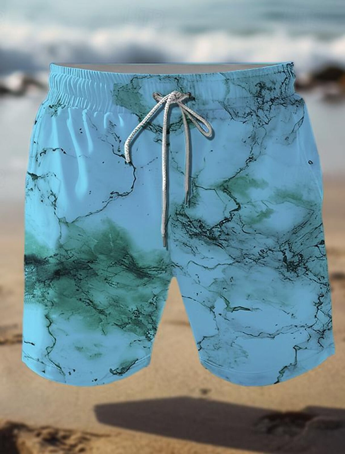 Crack Marbling Men's Resort 3D Printed Board Shorts Swim Trunks Elastic ...