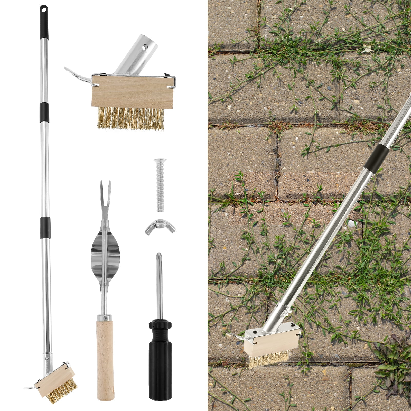 Crack Weeder Tool Manual Crevice Weeding Brush with 2 Heads and ...