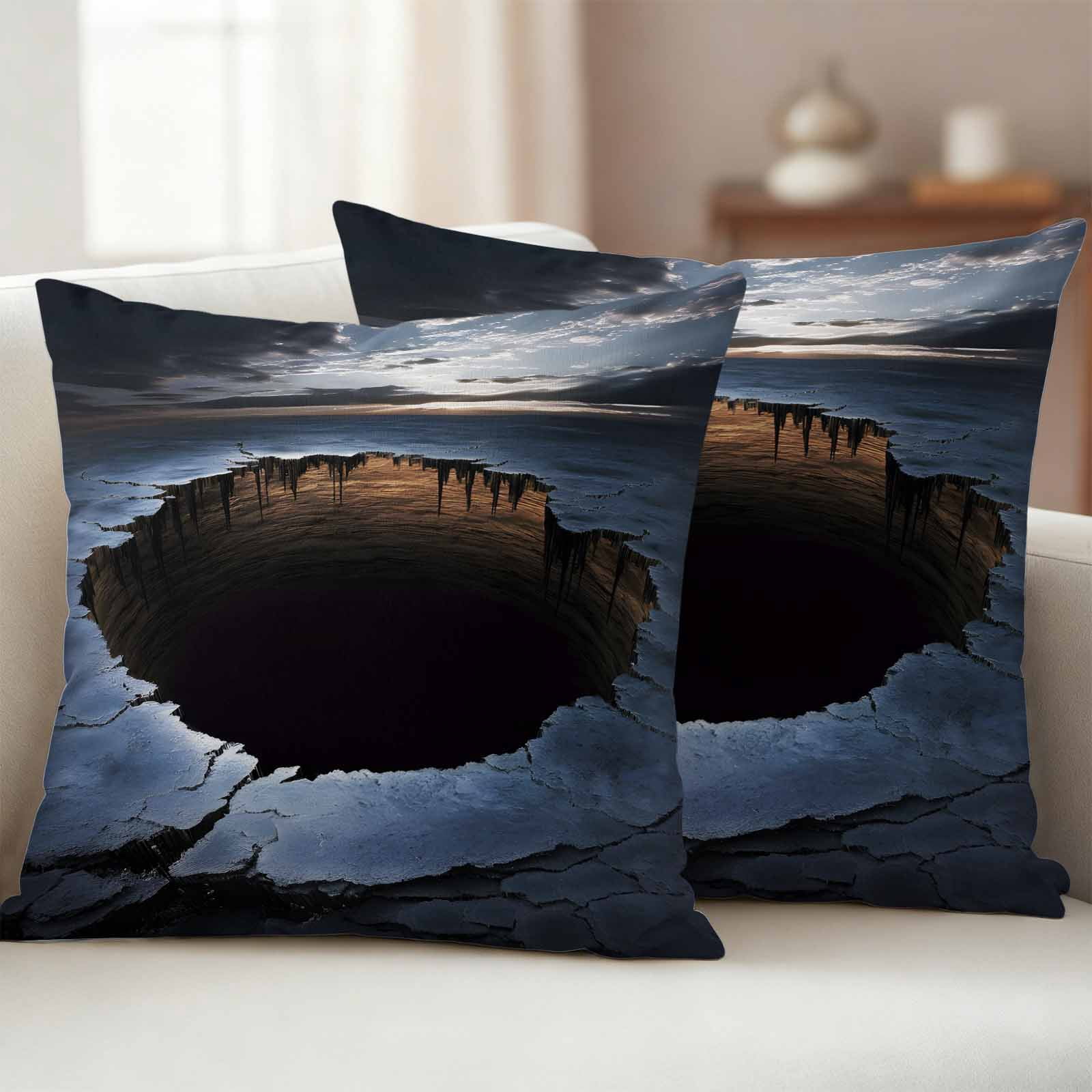 Cracked Earth Pillow Covers 2 Pack Abyss Hole Dramatic Rock Texture ...