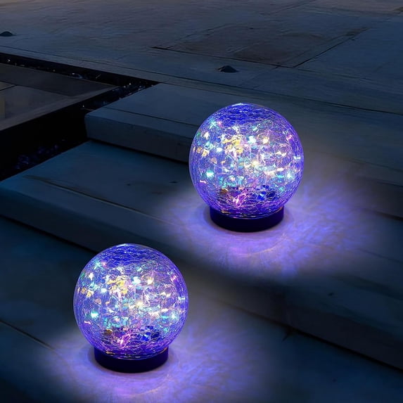 Cracked Glass Outdoor Landscape Lights, 12cm 30LED Solar Cracked Glass ...