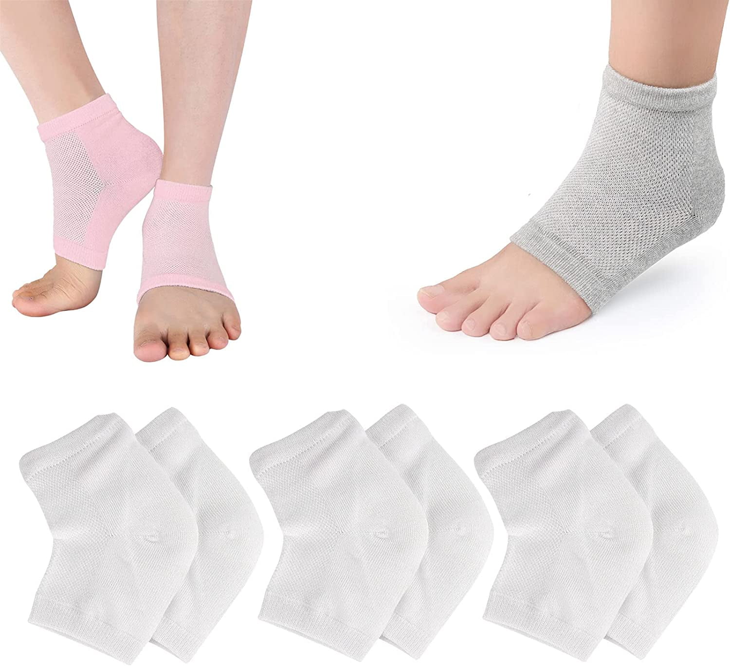 Cracked Heel Repair Socks, 3 Pairs Moisturizing Heel Socks for Dry ...