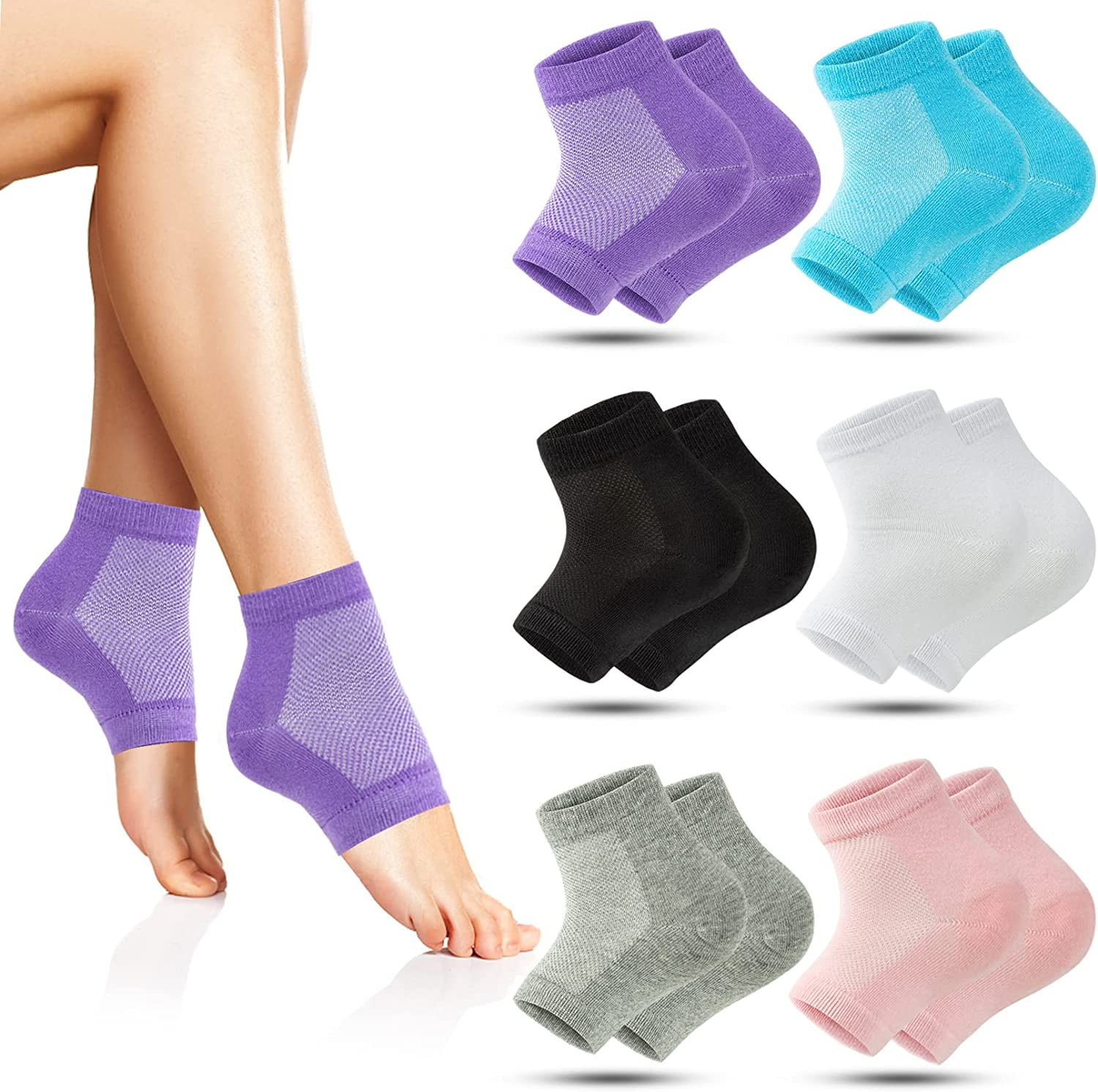 Cracked Heel Repair Socks,6pcs toeless Socks for Women for Dry Cracked ...